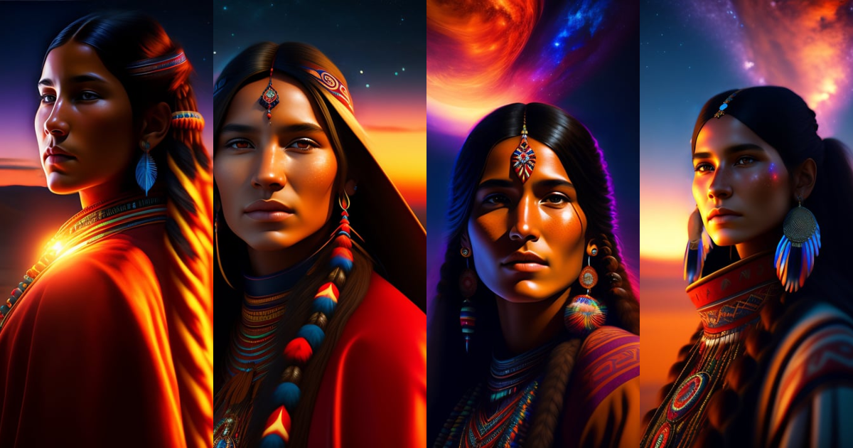 Lexica - Lakota tribe. a young indigenous woman watching the stars ...