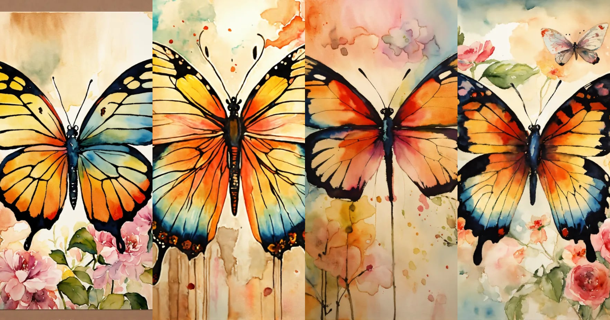 Lexica - Huge shabby chic whimsical watercolor butterfly
