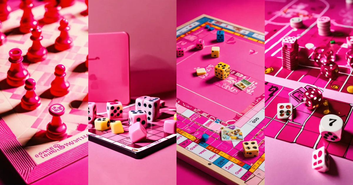 Lexica - A pink board game at an angled view being able to see the full ...
