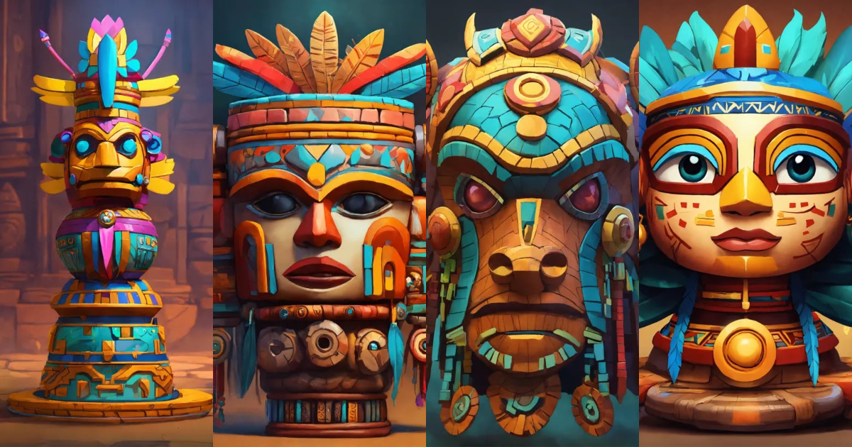 Lexica - Aztec totem artefact, isolate object, realistic cartoon oil ...