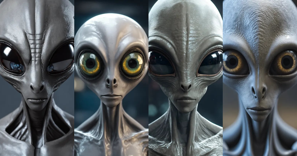 Lexica - A portrait photograph of a classic grey alien with big eyes ...