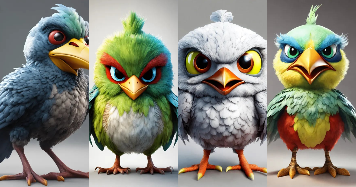 Lexica - Angry alien bird; full body; ultra-realistic; solid white ...