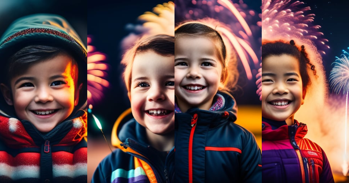 Lexica - A smiling child with a firework in the background