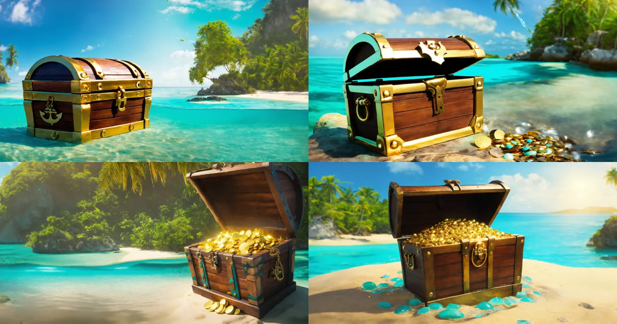 Lexica - Pirate treasure chest in a small island with turquoise water ...