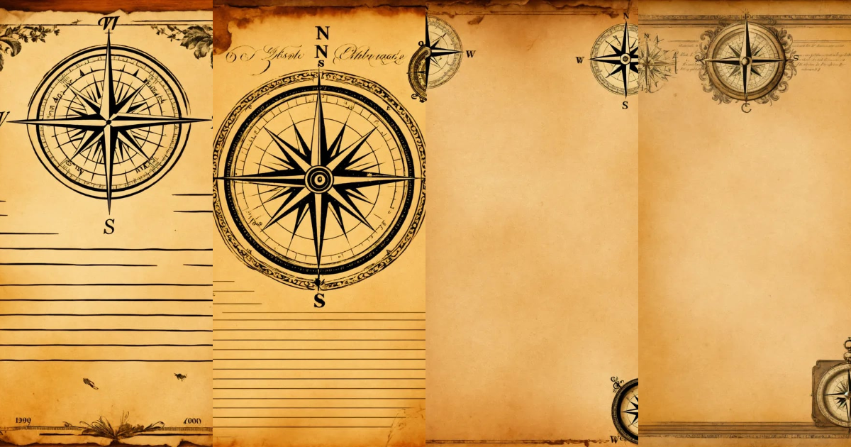 Lexica - Old vintage retro letter paper with old compass border