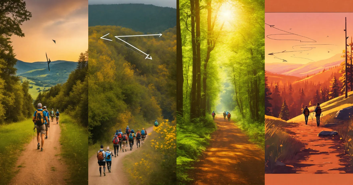 Lexica - A group of people navigating together in nature towards a ...