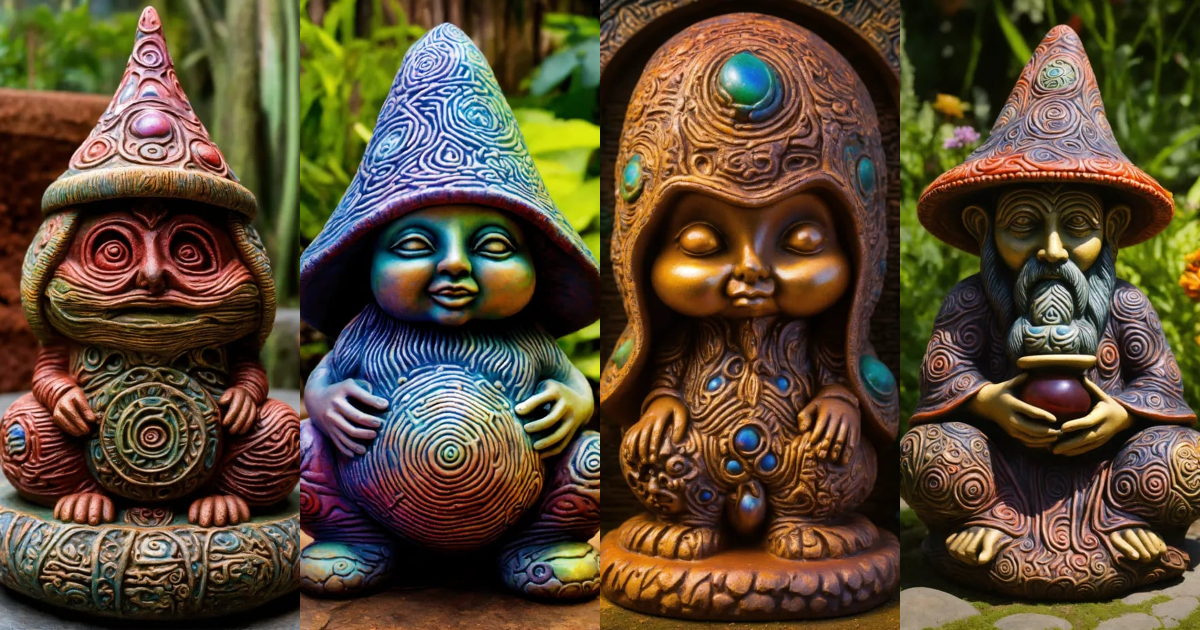 Lexica - A round shaped ancient stone hand made meditative hooded gnome ...