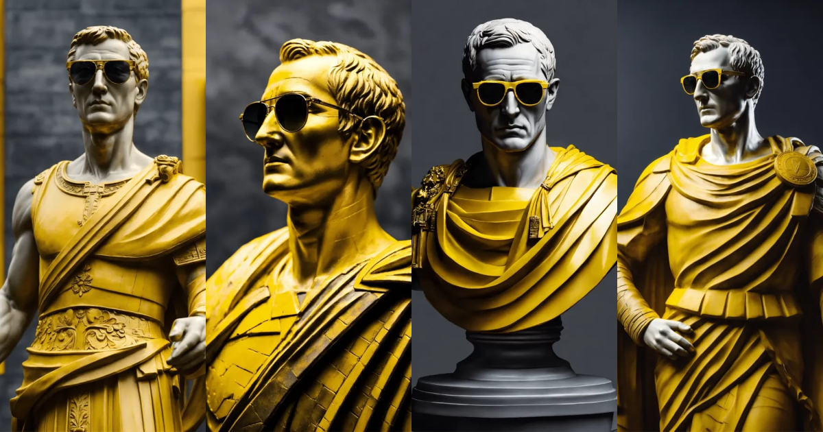 Lexica - Julius Caesar statue with yellow color and matte texture, with ...