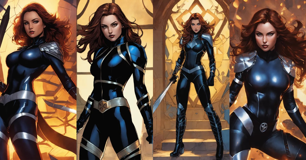 Lexica - Female X-Men Shadowcat wearing black metal armor with cutouts ...