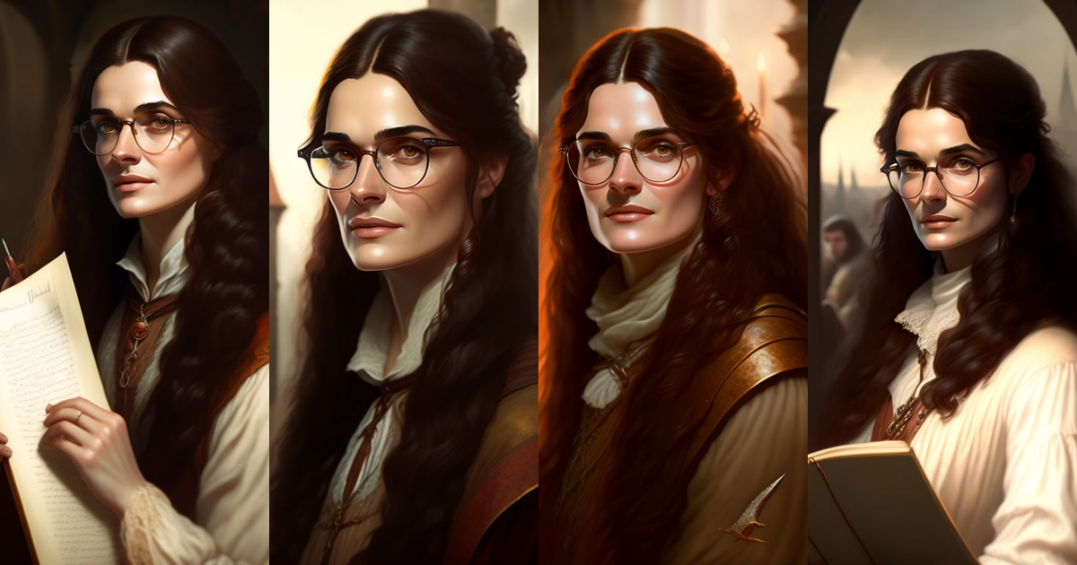Lexica - Freckled wearing spectacles medieval reporter writing in a ...