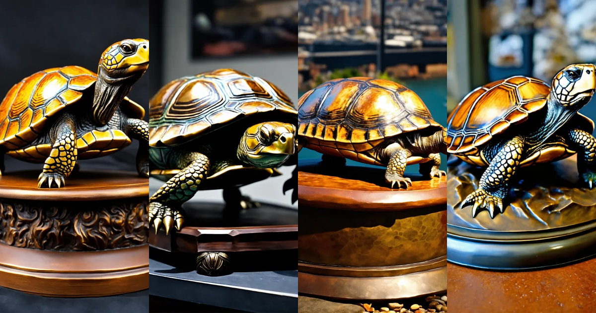 Lexica - A sculpture of beautiful turtle bronze on top of a base, ultra ...