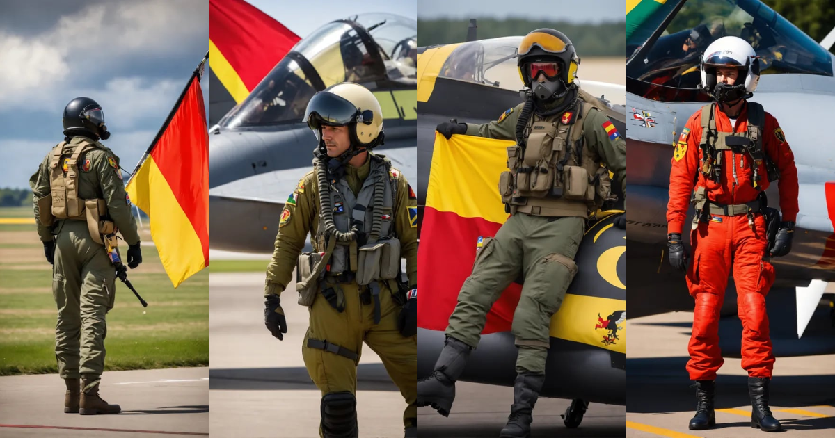 Lexica - Belgium fighter pilot with the flag on the back and the jet