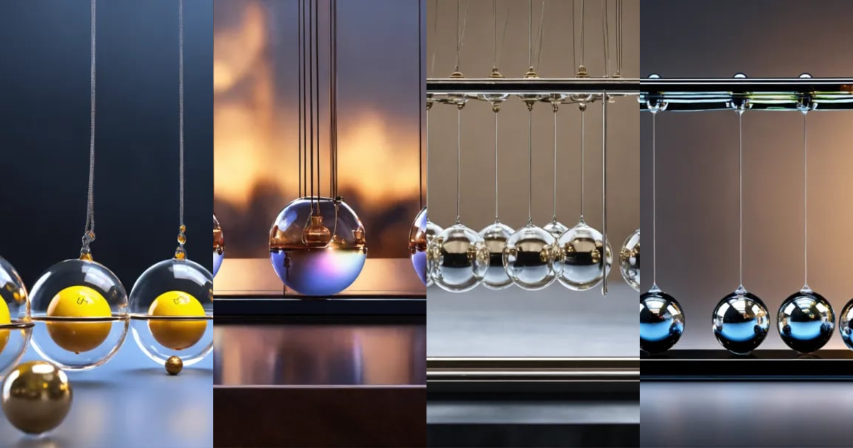 Lexica - Five close transparent balls, newtons cradle, pendulum ...