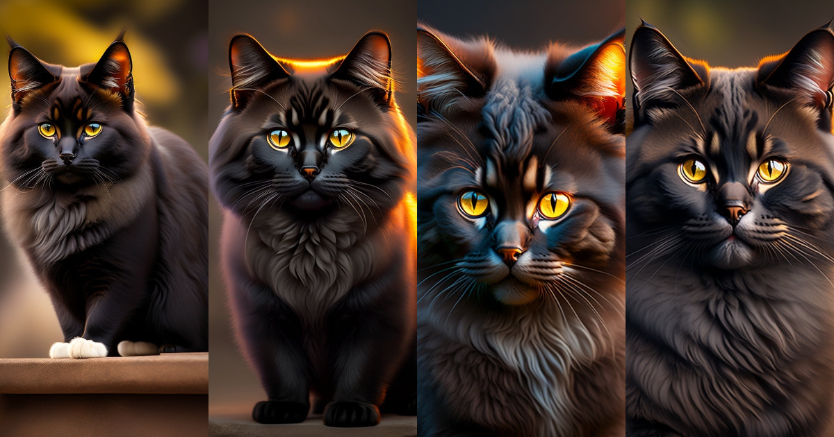Lexica - A poster style stunningly beatifully black main kune cat ...