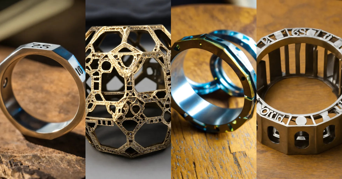 Lexica - 21 sided ring, solid metal, with tesalated sides, each side ...