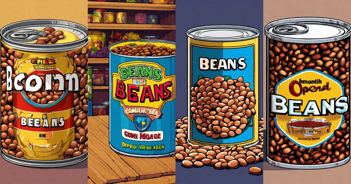 Lexica - Opened can of beans, 8k, high quality, oldschool, wise ...
