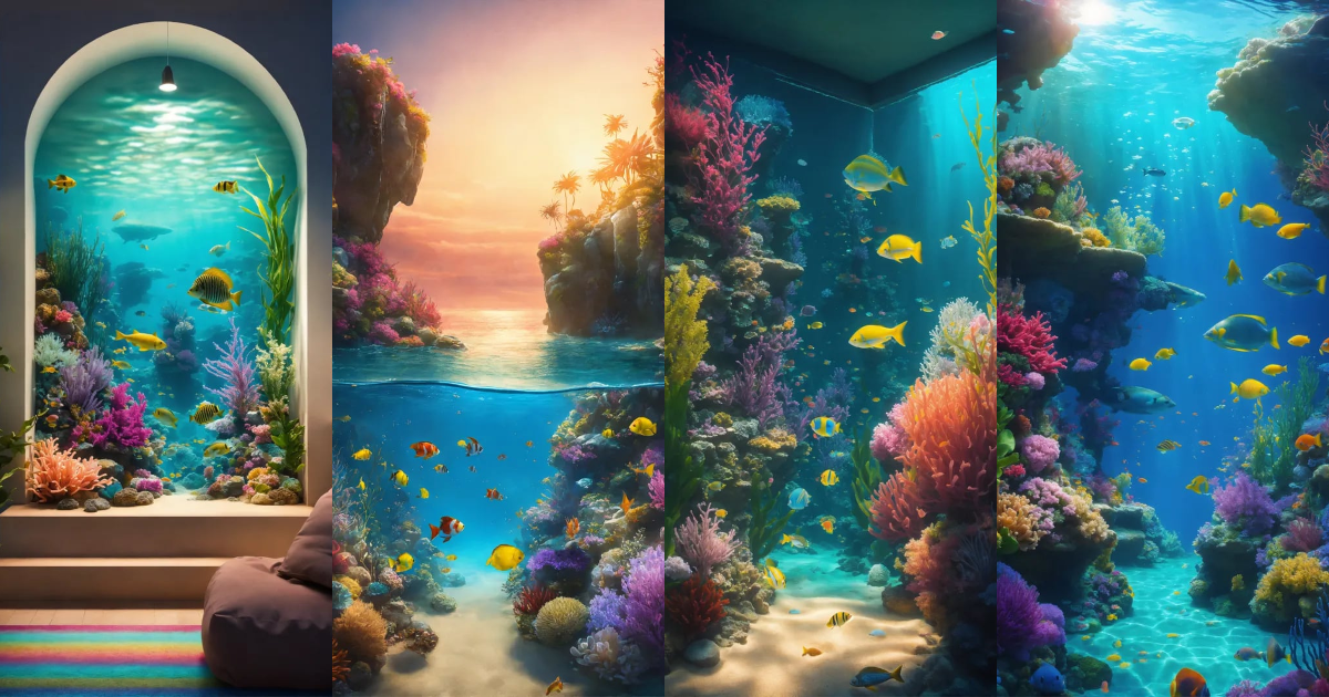 Lexica - Crear un escenario bajo del mar con luz brillante, burbujas ...