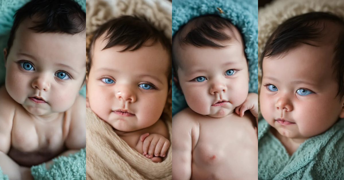 Lexica - Newborn boy, dark short hair thin, fair skin, light blue eyes ...