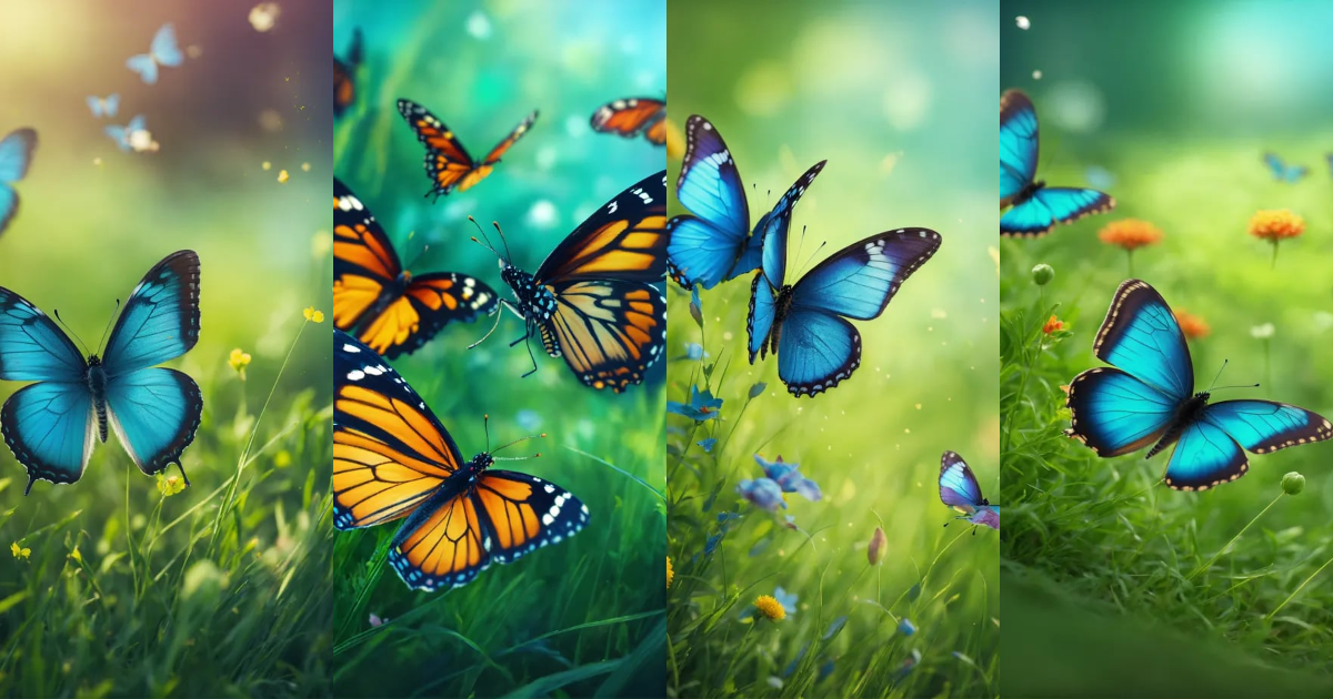 Lexica - Hyperrealistic and beautiful butterflies on the grass and ...