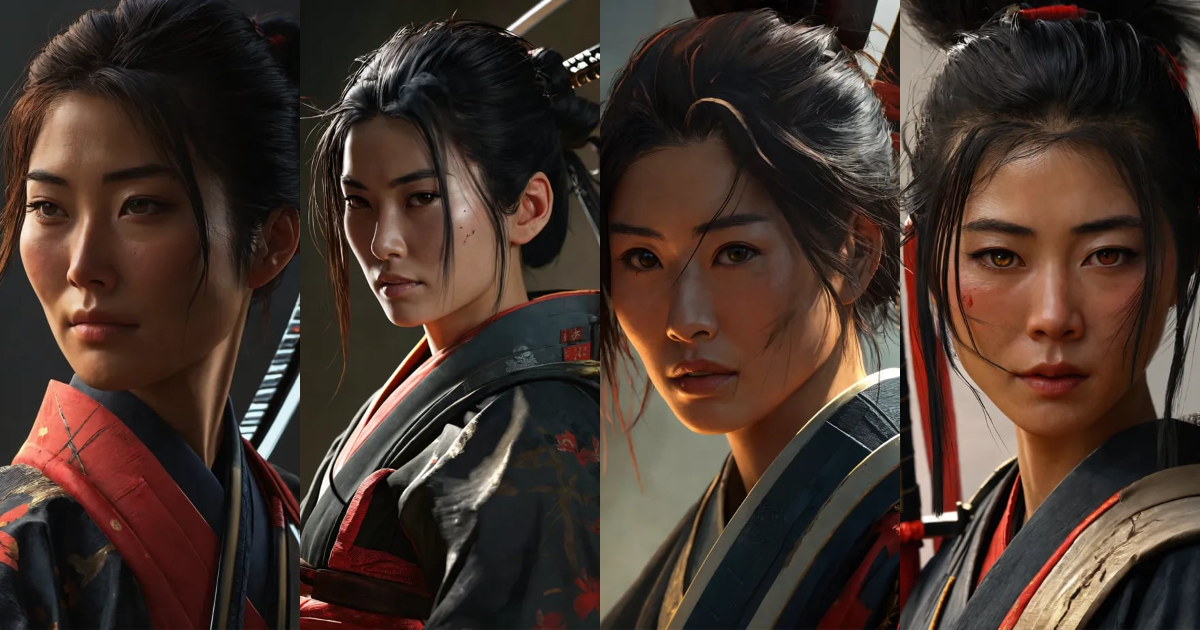 Lexica - "female Japanese ronin", heroine, katana, samurai, portrait ...