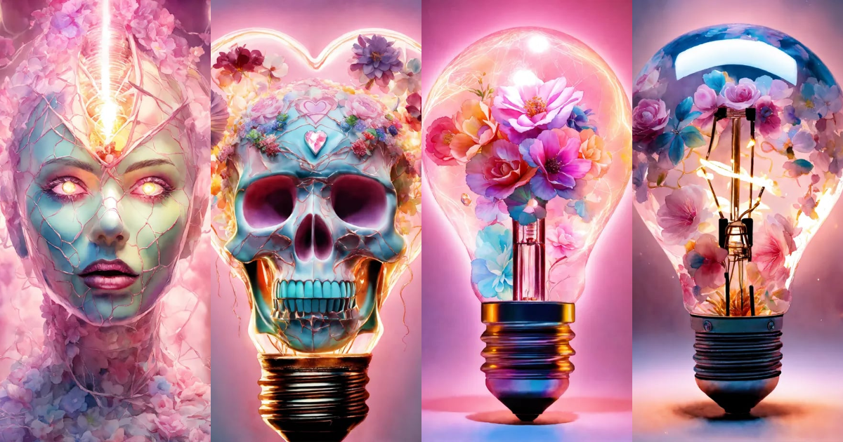 Lexica - Pastel light pink Mummy inside, edison lightbulb heart shaped ...