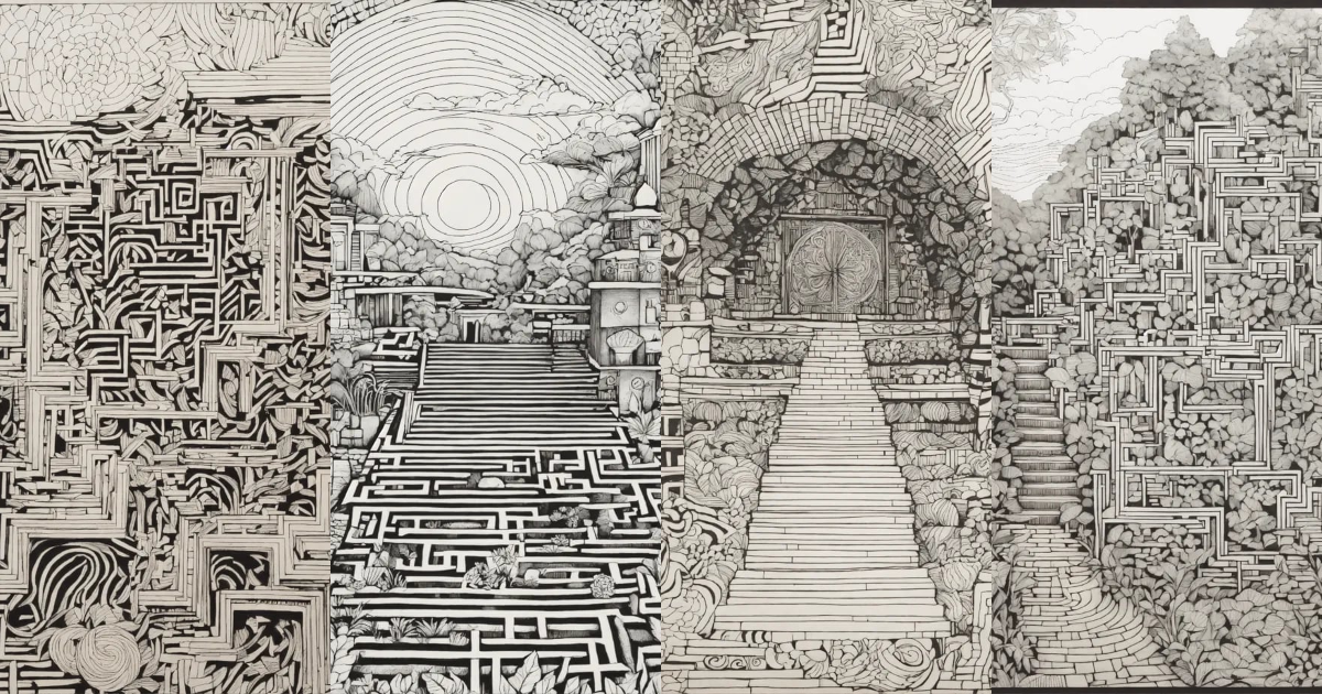 Lexica - Line art zentangle labyrinth