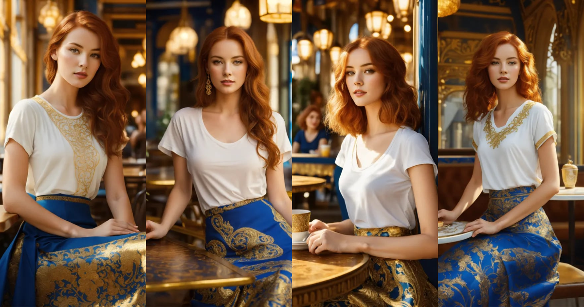 Lexica - A beautiful auburn haired scottish model wearing a plain blank ...