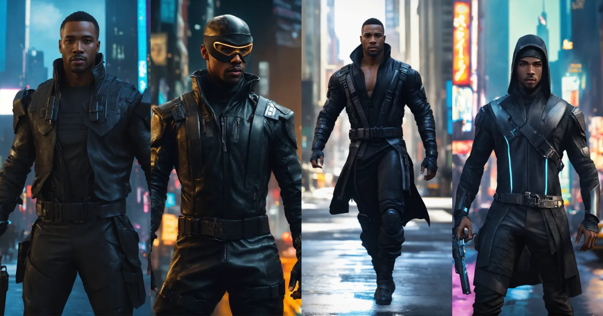 Lexica - Full body of a Handsome athletic black male ninja a futuristic ...