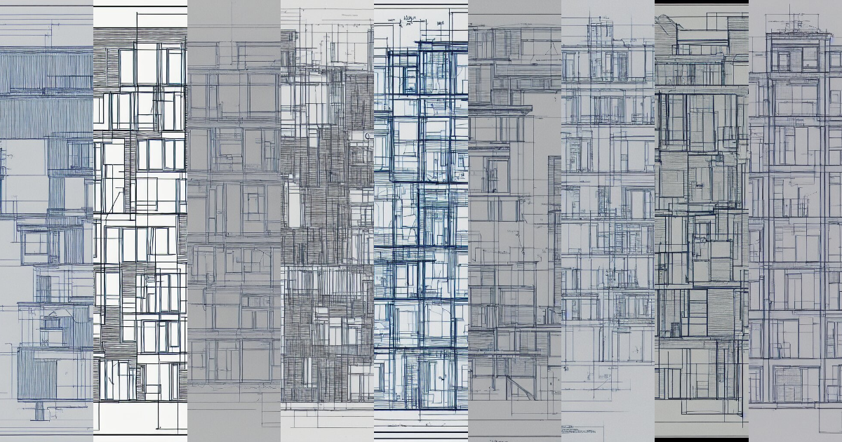 Lexica - Architecture blueprint copy, an impossible building. Vertical ...