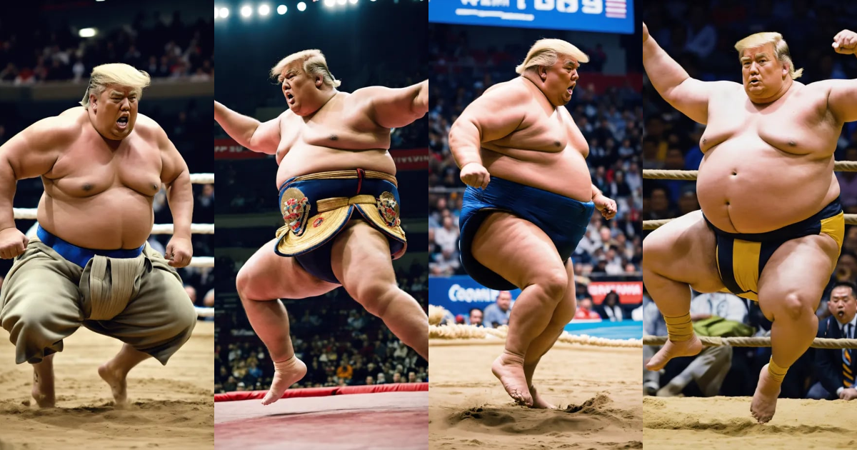 Lexica - Sumo wrestler Donald Trump in the arena, sports ((action shot ...