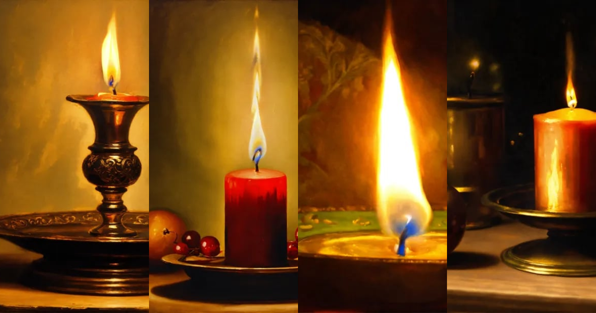 Lexica - Renaissance oil painting of a lit candle