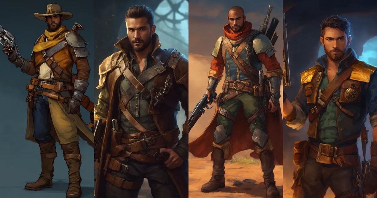 Lexica - Male human bounty hunter, with a shortsword in his left hand ...