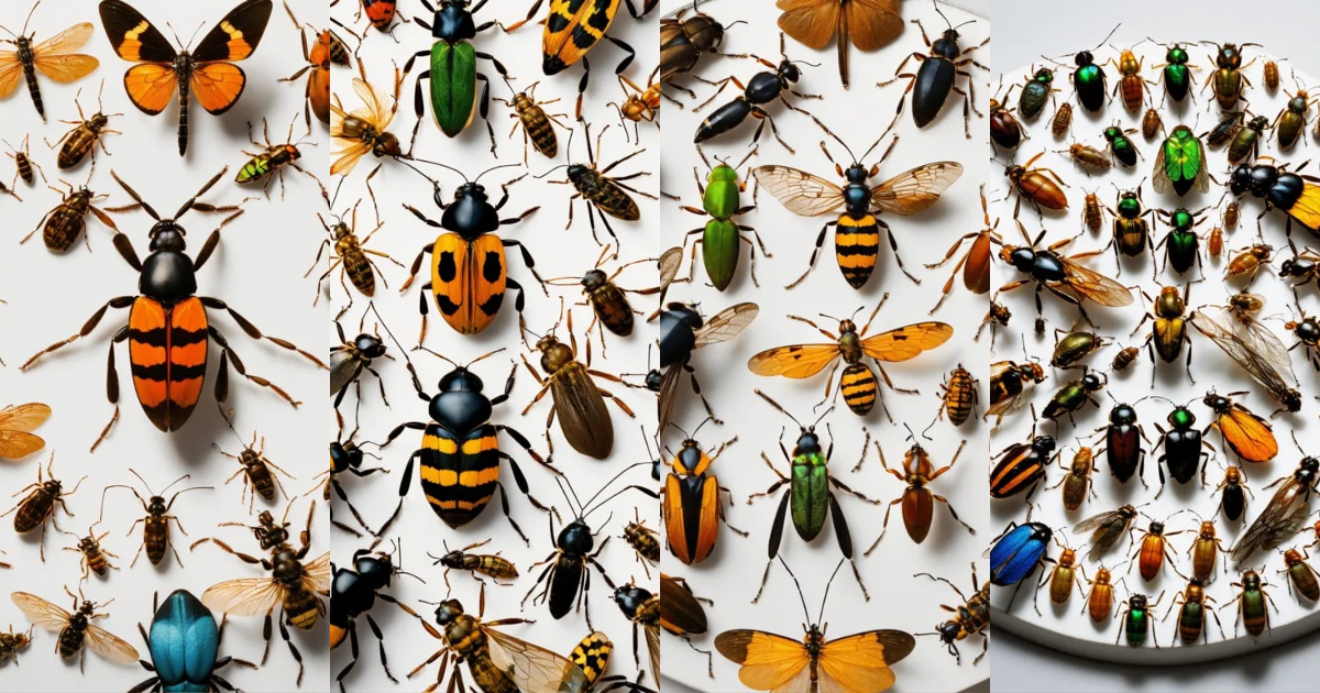 Lexica - A realistic image of a big group of insects on a white ...