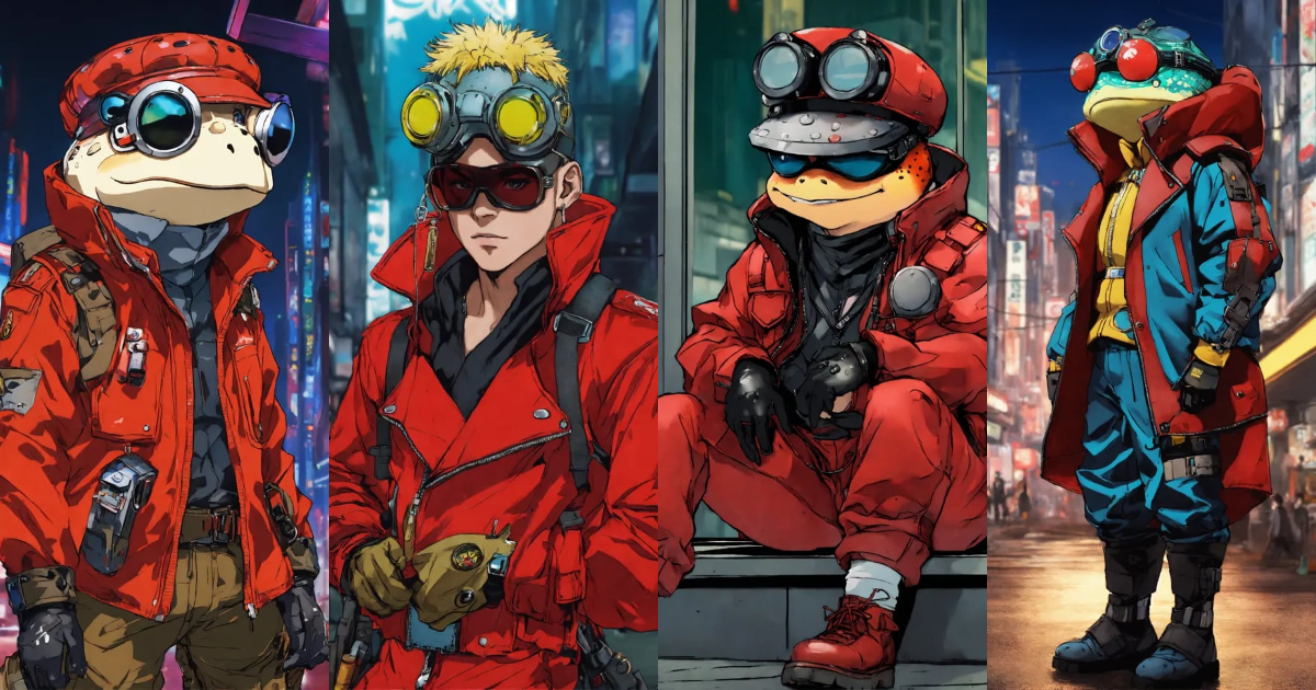 Lexica - Fashion Shoot of Toad as a cyber punk Akira Toad outfit in a ...