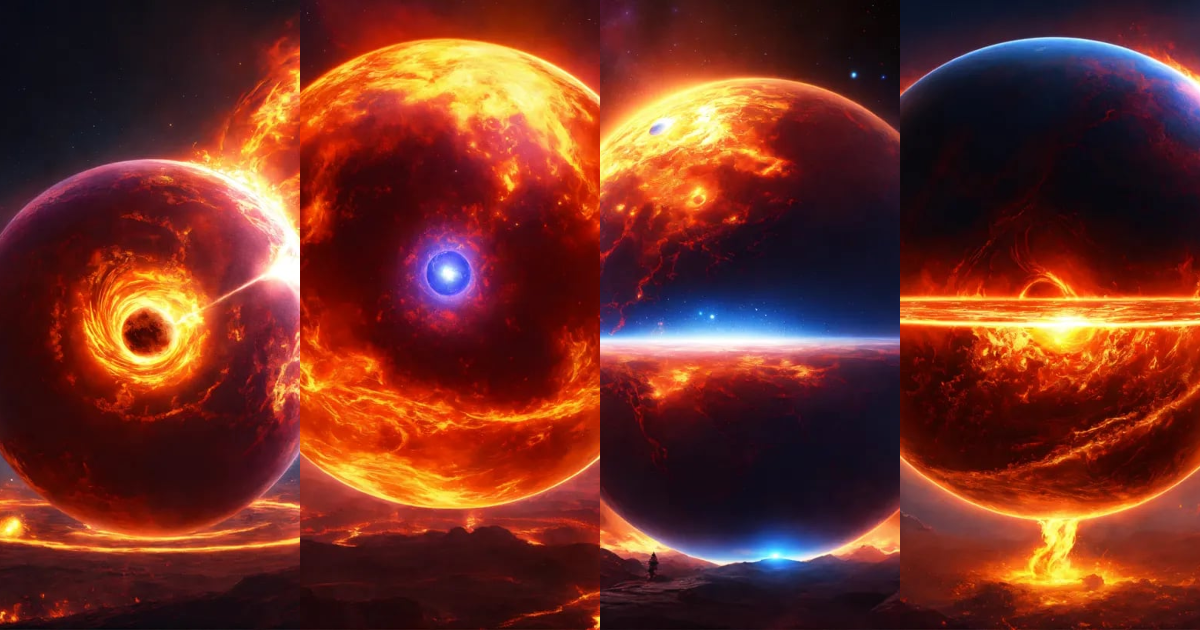 Lexica - A planet on fire swirling within its depths. The orb radiates ...