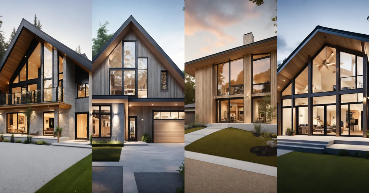 Lexica - Scandinavian contemporary house, gable roof, floor-to-ceiling ...