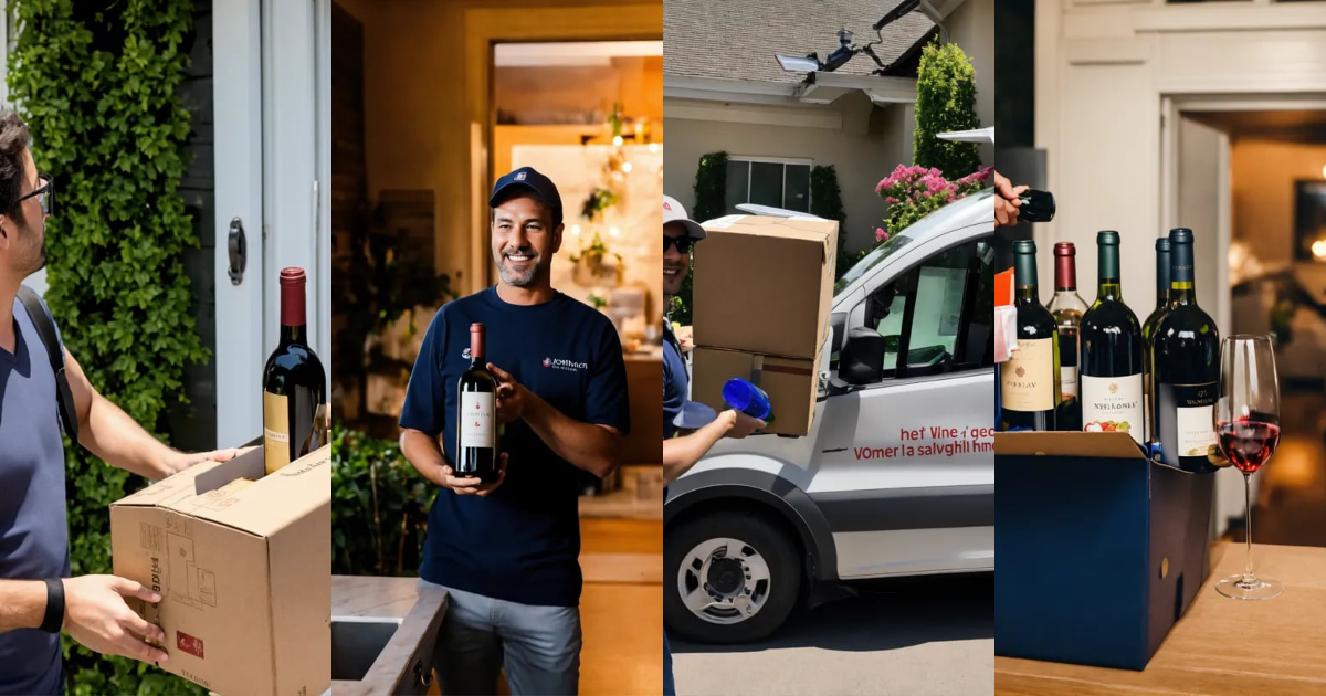 Lexica - A photo of a bottle of wine being delivered by a delivery ...