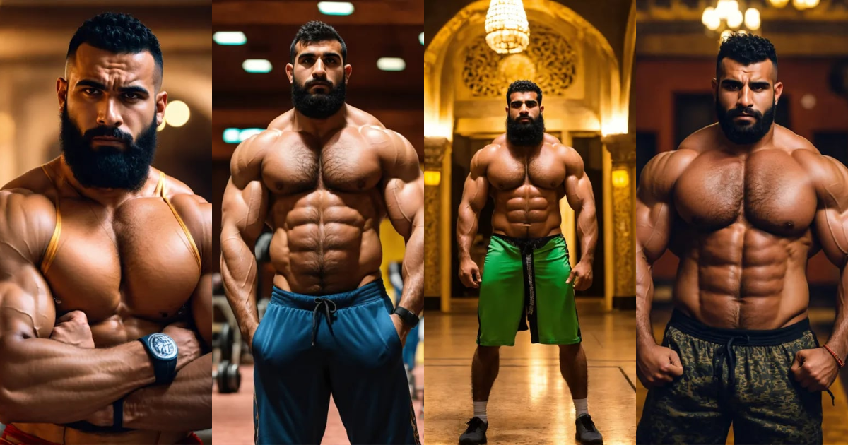 Lexica - 30-year-old hairy Libyan man with big muscles, big bodybuilder ...