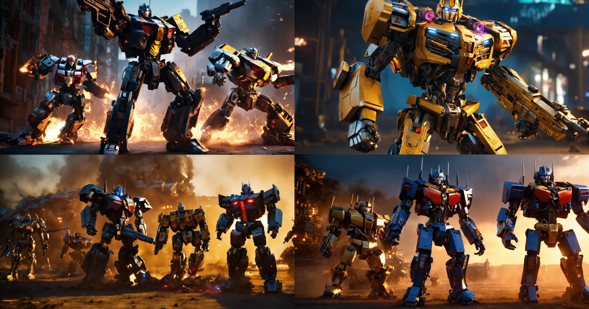 Lexica - War of transformers robots armed with machine guns, cyborg ...