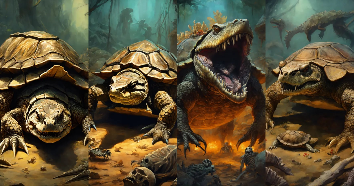 Lexica - Concept art of a monster alligator snapping turtle surrounded ...