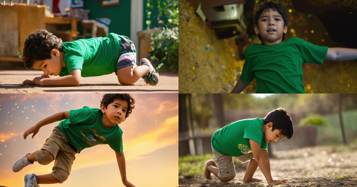 Lexica - 5 year old Hispanic boy in a green tee shirt whole body ...