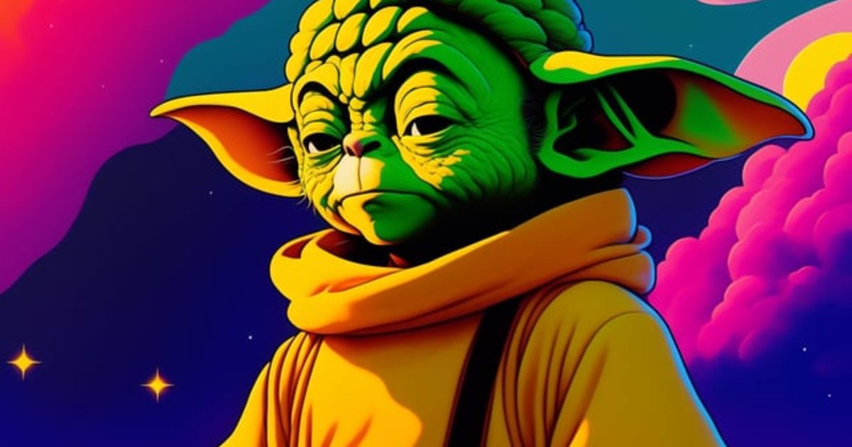 Lexica - 70s cartoon style photo of yoda in far off galaxy, style of ...