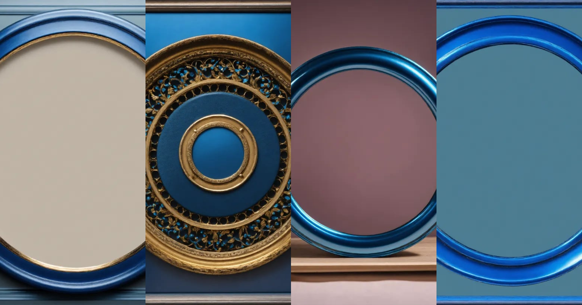 Lexica - A simple slim metallic blue circle frame