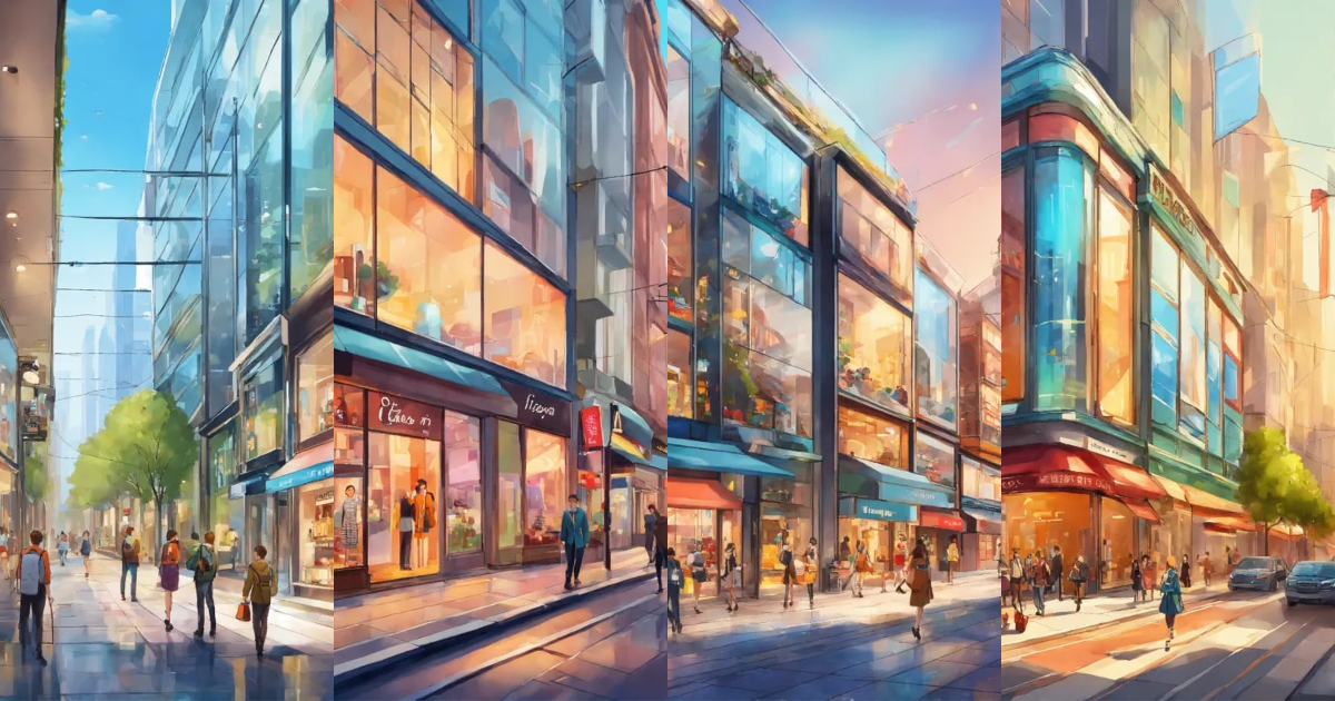 Lexica - High-tech street with a fashion shops in the center of the ...