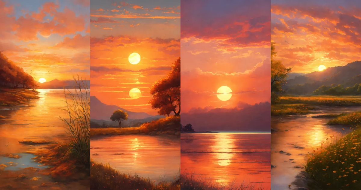 Lexica - Illustrate a calming sunrise or sunset to represent the ...