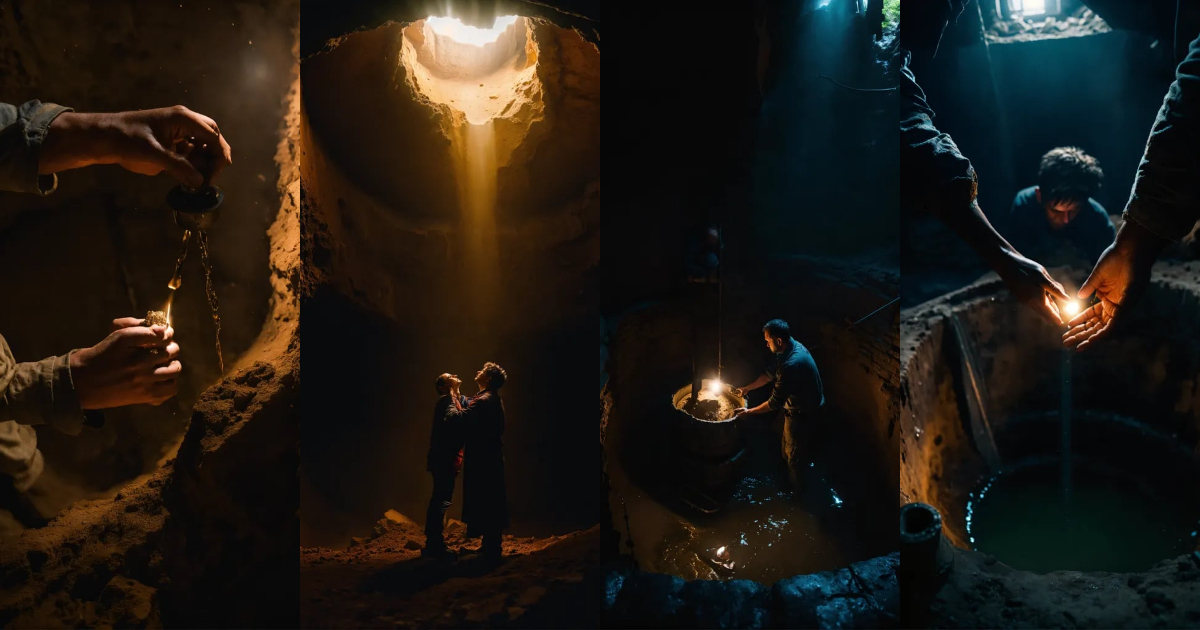 Lexica - Extended hand in a deep well trying to help a despaired man at ...