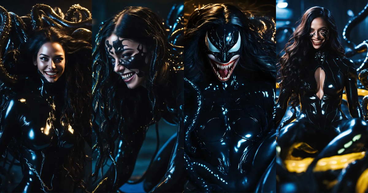 Lexica - An ultrarealistic full body photograph of woman venom symbiote ...