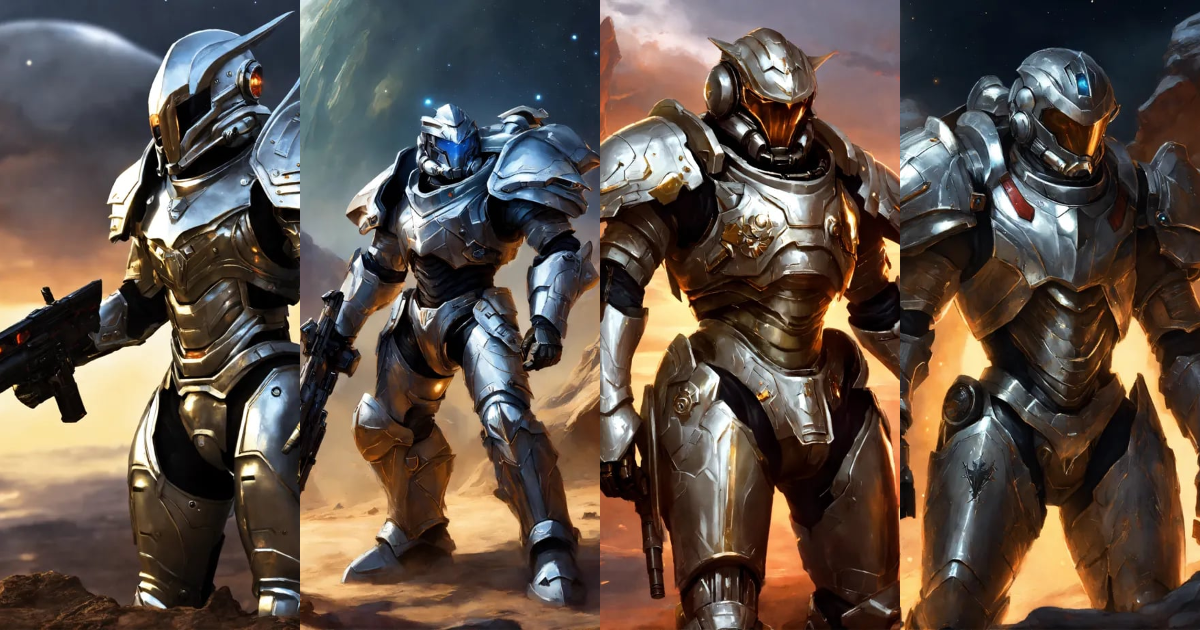 Lexica - Space warrior knight in silver alien power armor, Warmachine ...