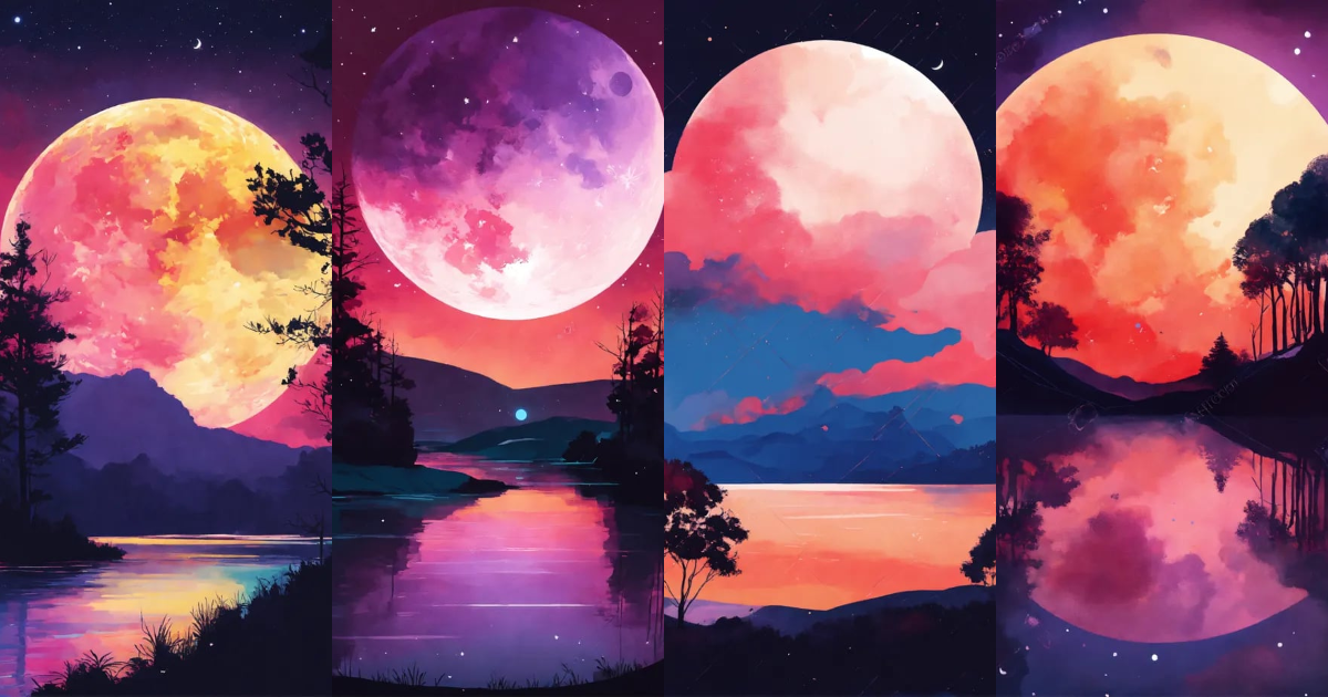 Lexica - An illustration painting with bright colors of moonlight on a ...