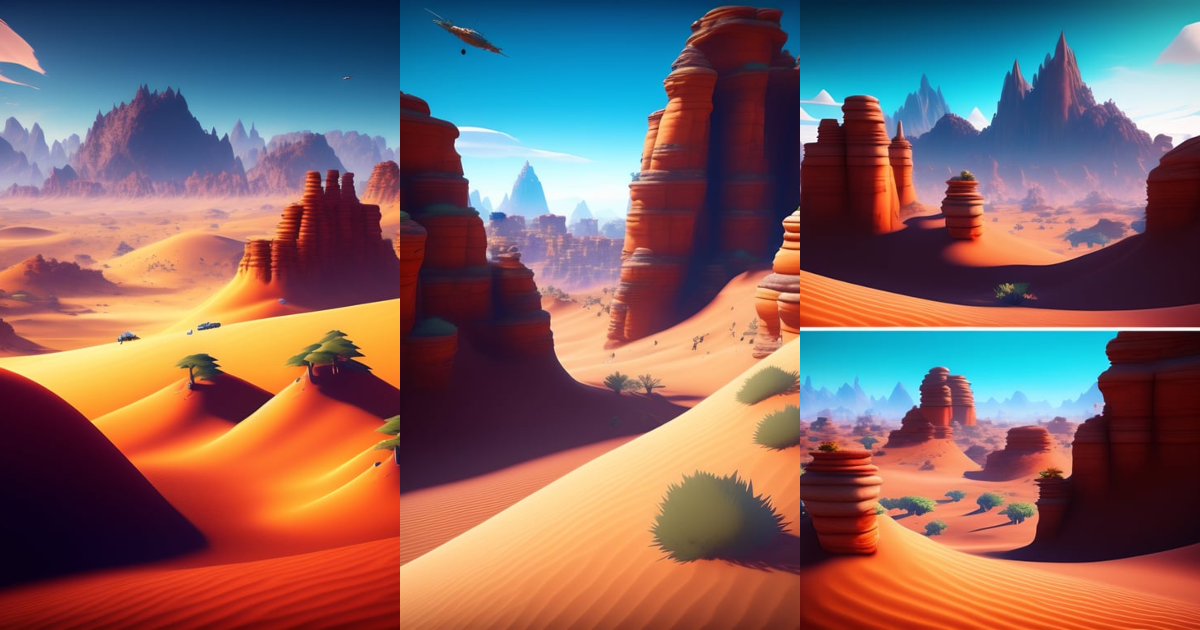 Lexica - Environment, Fortnite and overwatch style , desert rocks ...